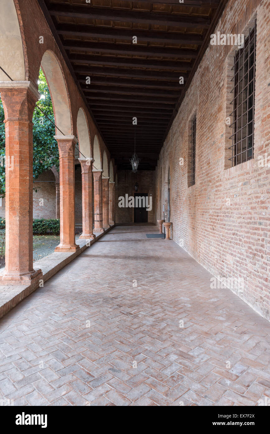 Interior cloister of a little curch in Italy Stock Photo - Alamy