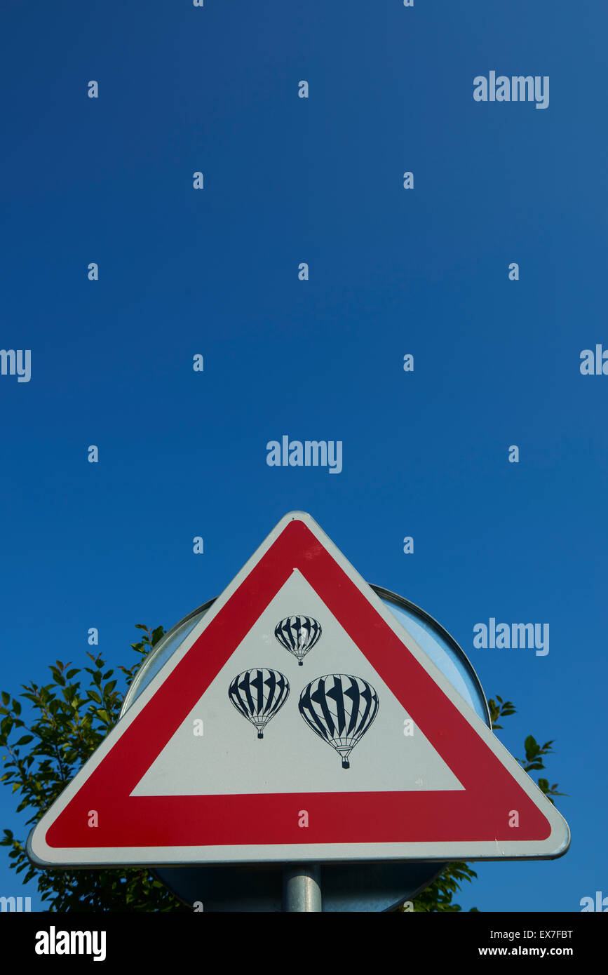 Beware of hot air balloons, road - traffic sign Stock Photo - Alamy