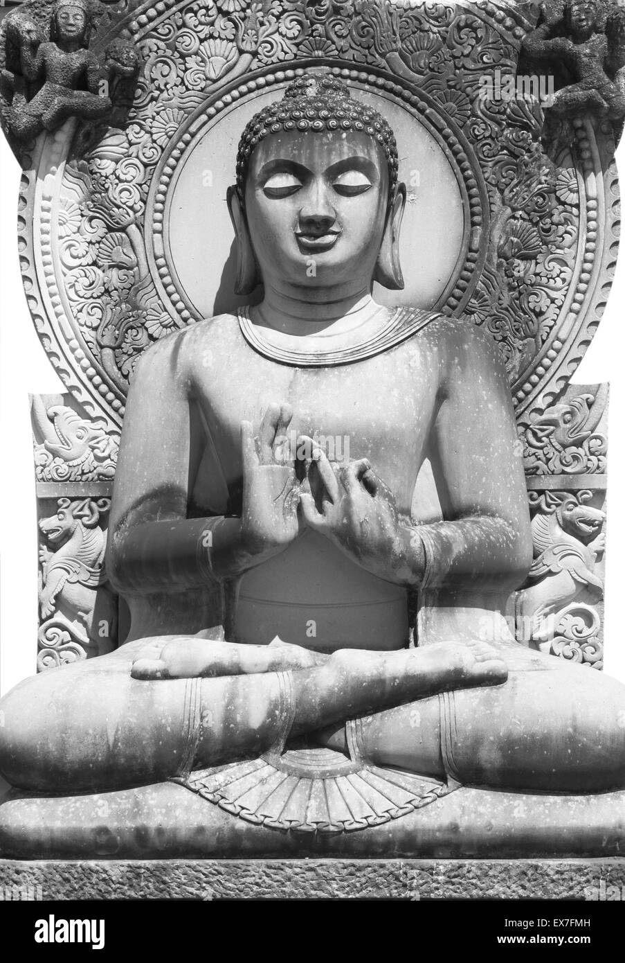 Old Stone Ancient Buddha isolated white background Stock Photo - Alamy