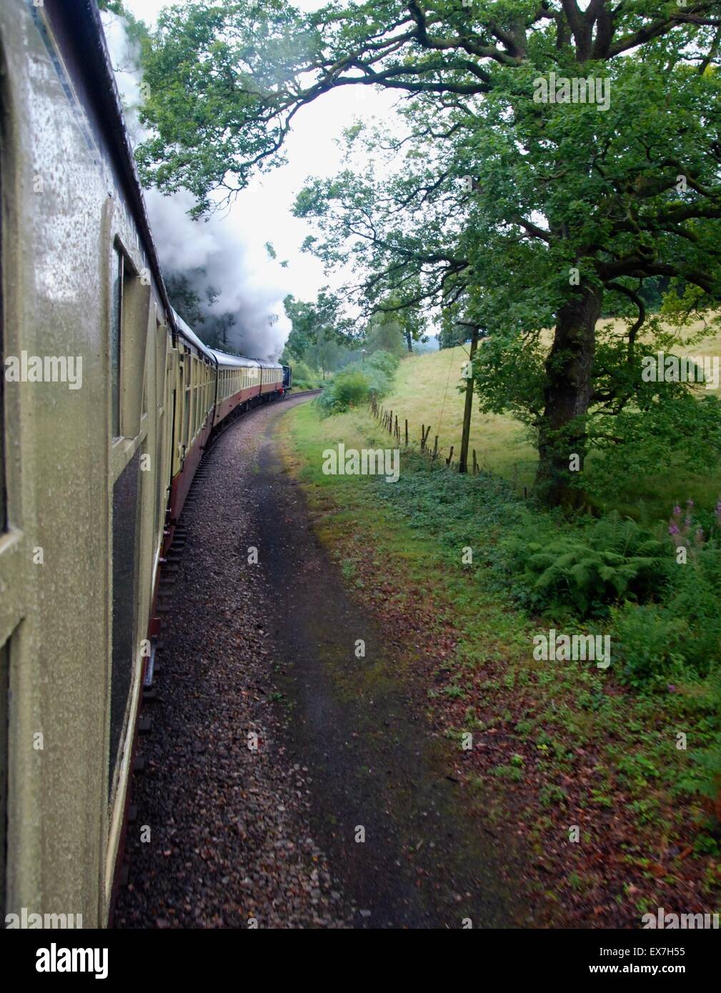 Lakeside and Haverthwaite Steam Railway, Cumbria, UK, on board a steam ...