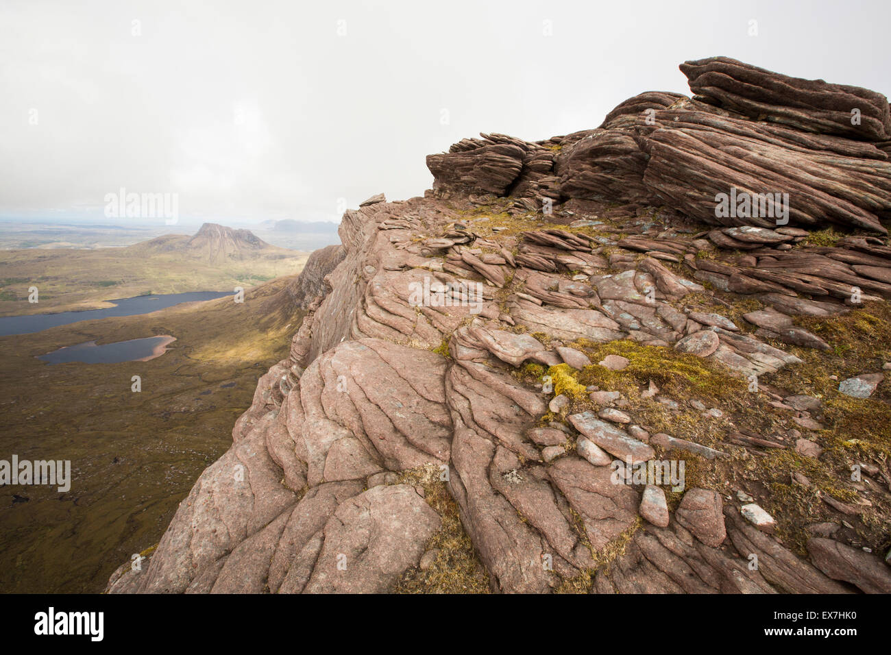 Torridonian sandstone on Ben Mor Coigach, looking towards Stac Pollaidh ...
