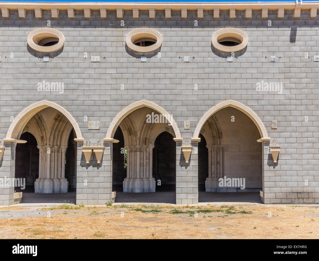 The exterior of the chapter house of the Abbey of New Clairvaux. The ...