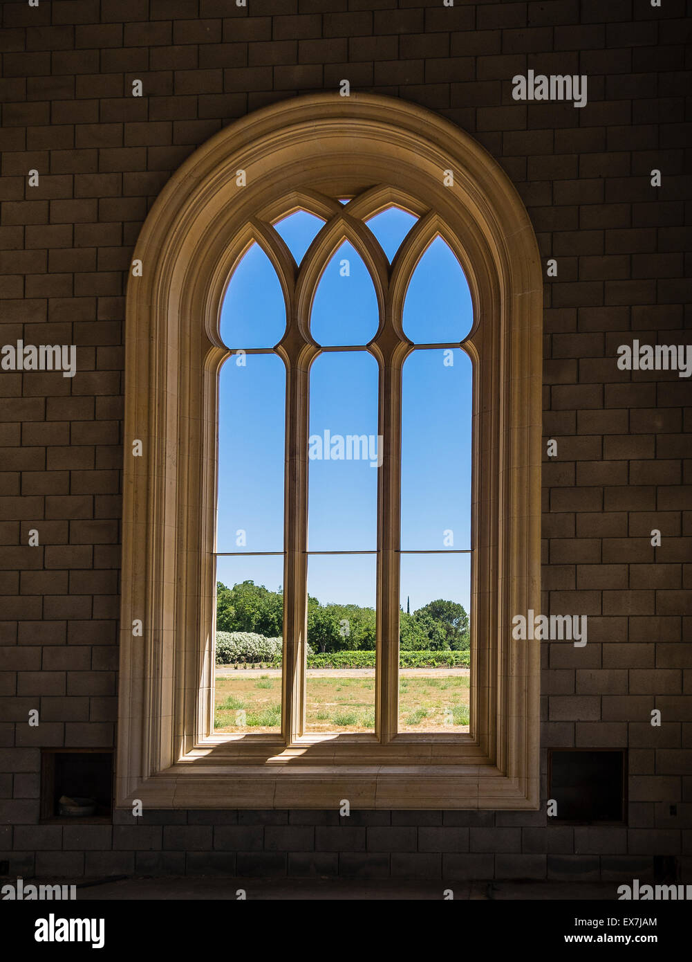 The arched Gothic openings at the monastic chapter house of the Abbey ...