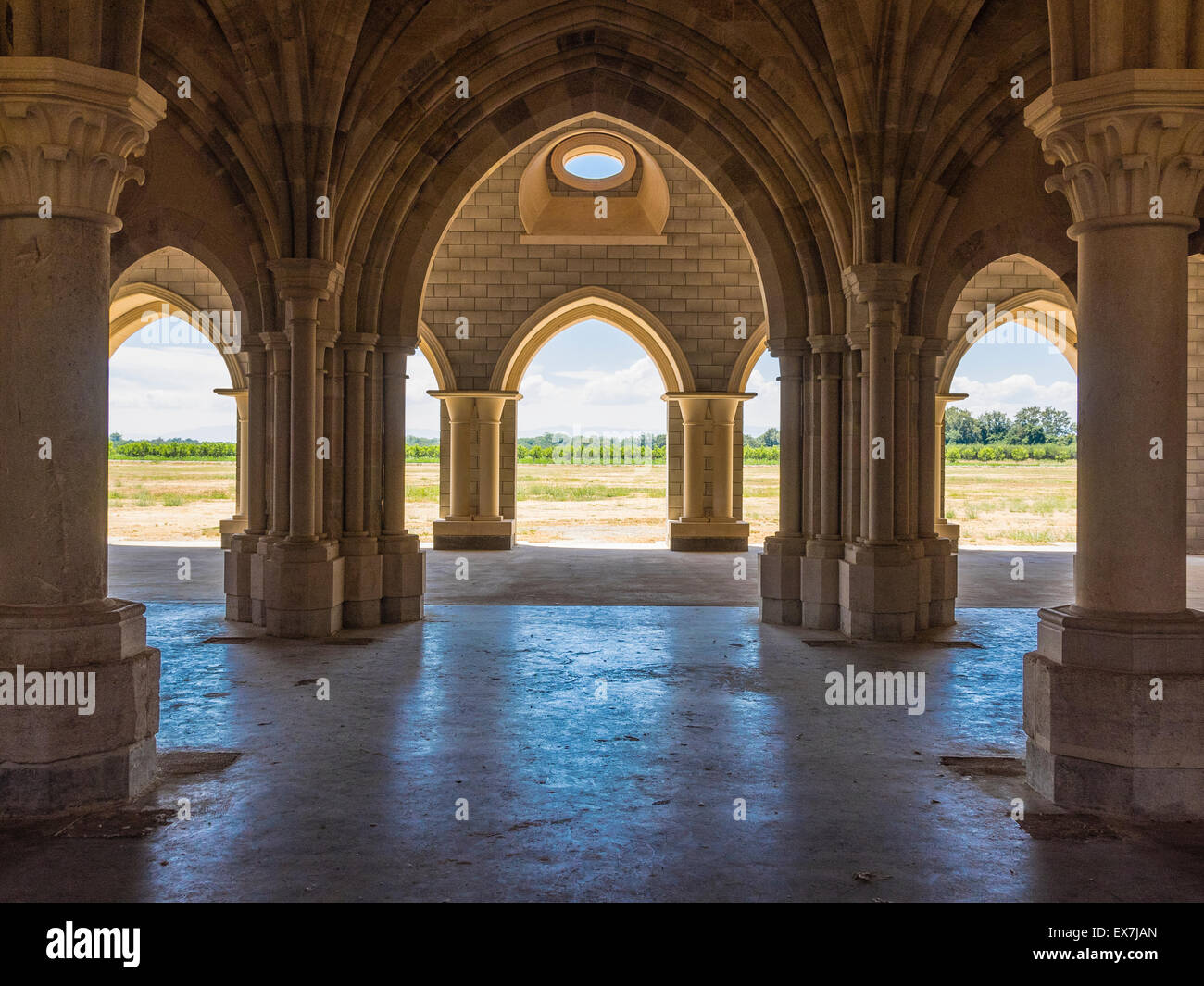 The arched Gothic openings at the monastic chapter house of the Abbey ...