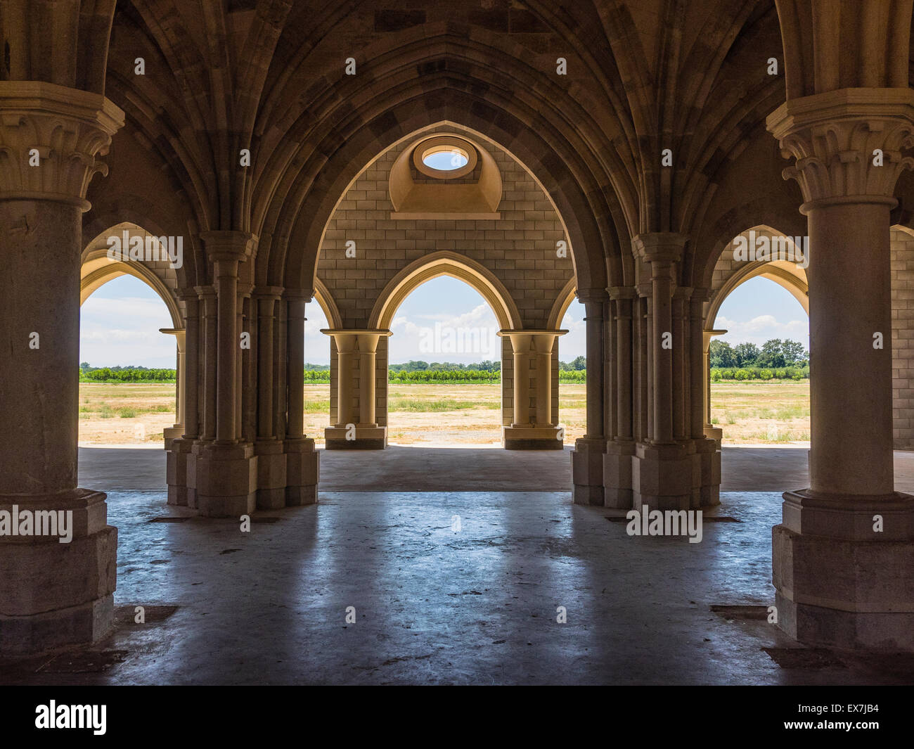 The arched Gothic openings at the monastic chapter house of the Abbey ...