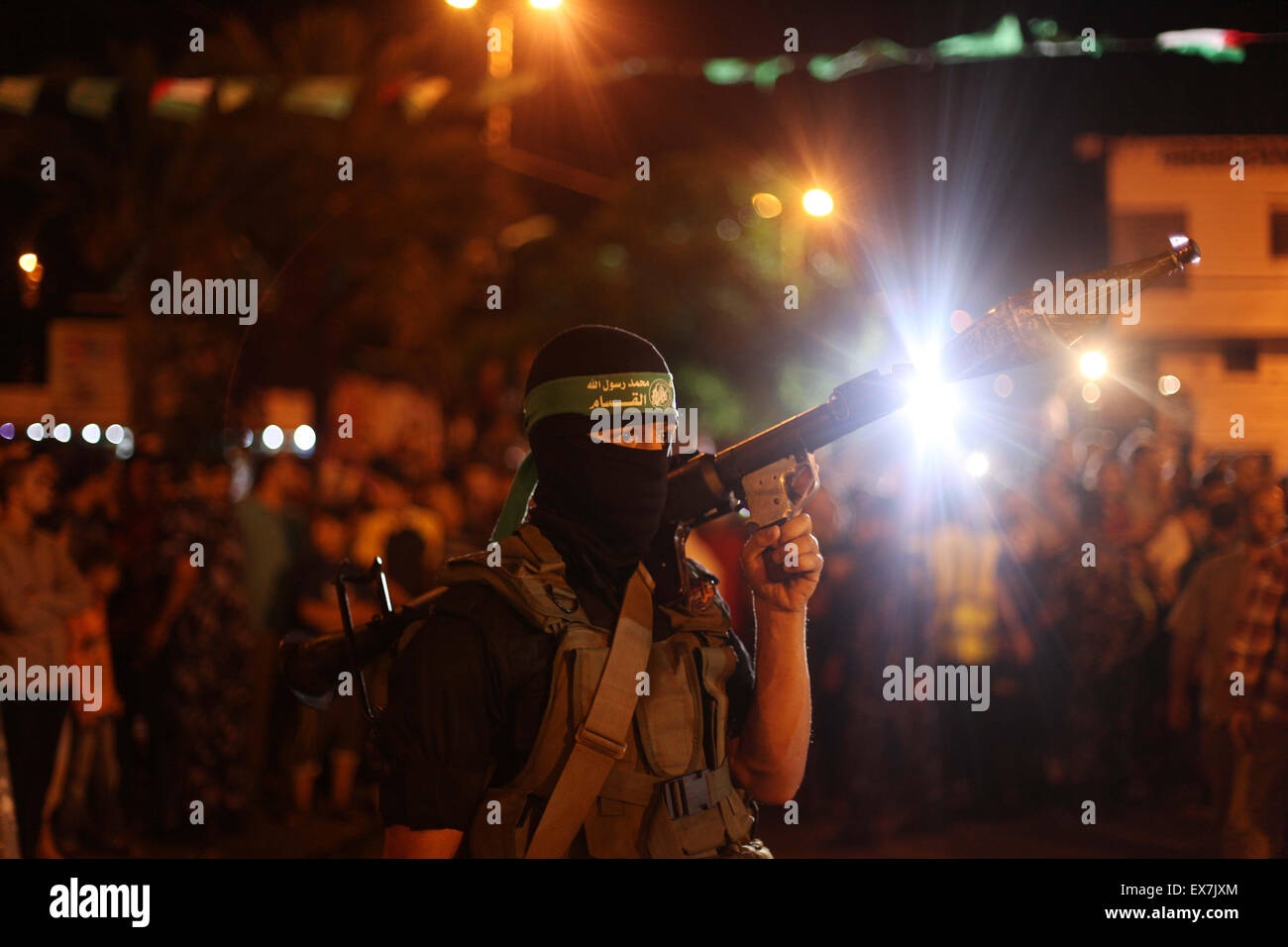 Gaza, Palestine. 08th July, 2015. A member of Palestinian Hamas ...