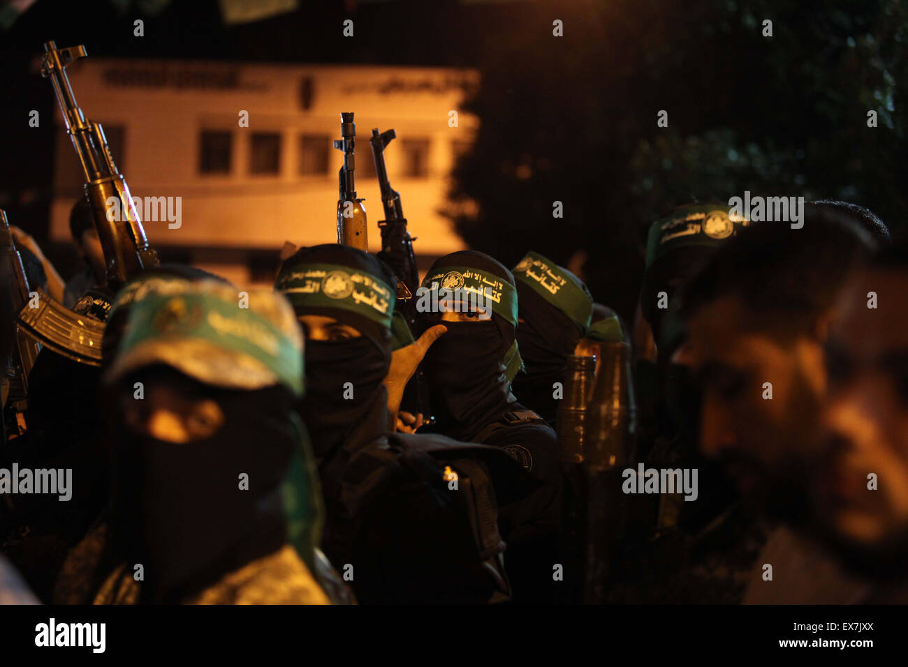 Gaza, Palestine. 08th July, 2015. Palestinian Hamas militants hold ...