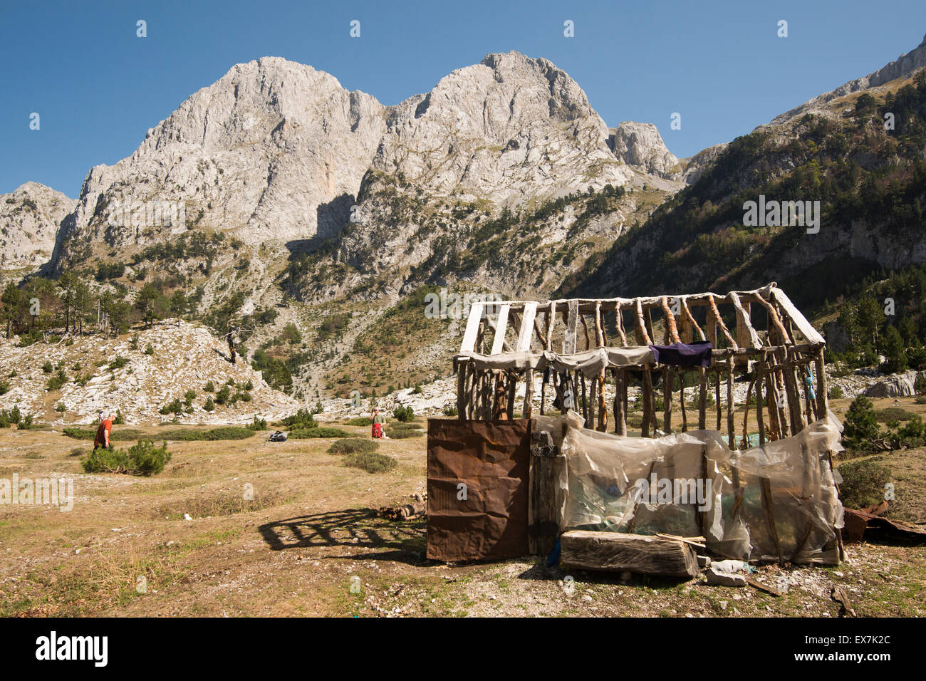 Group hiking from Gusinje, Montenegro to Theth, Albania. Abandonded ...