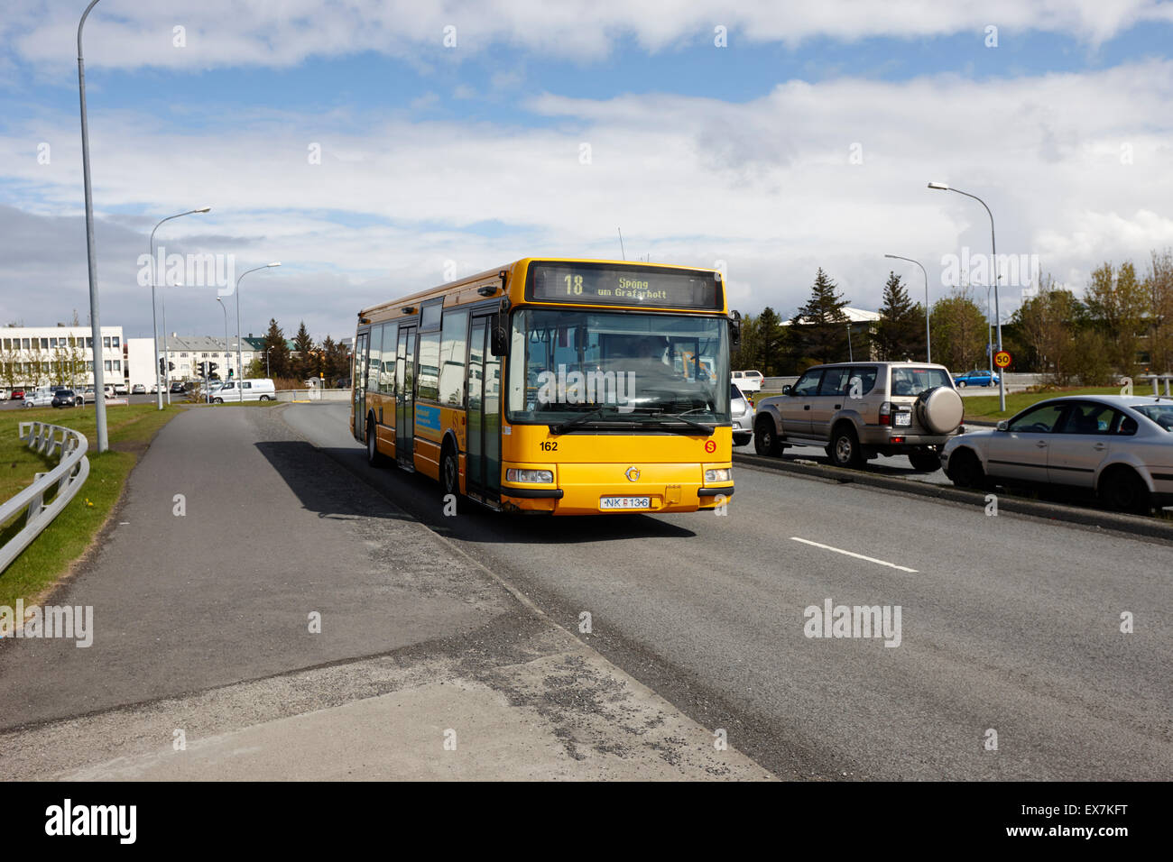Reykjavik yellow local bus transport iceland Stock Photo - Alamy
