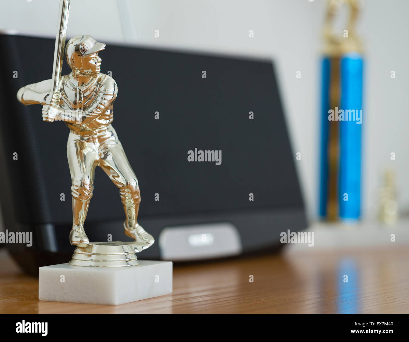 Baseball trophy on table Stock Photo - Alamy