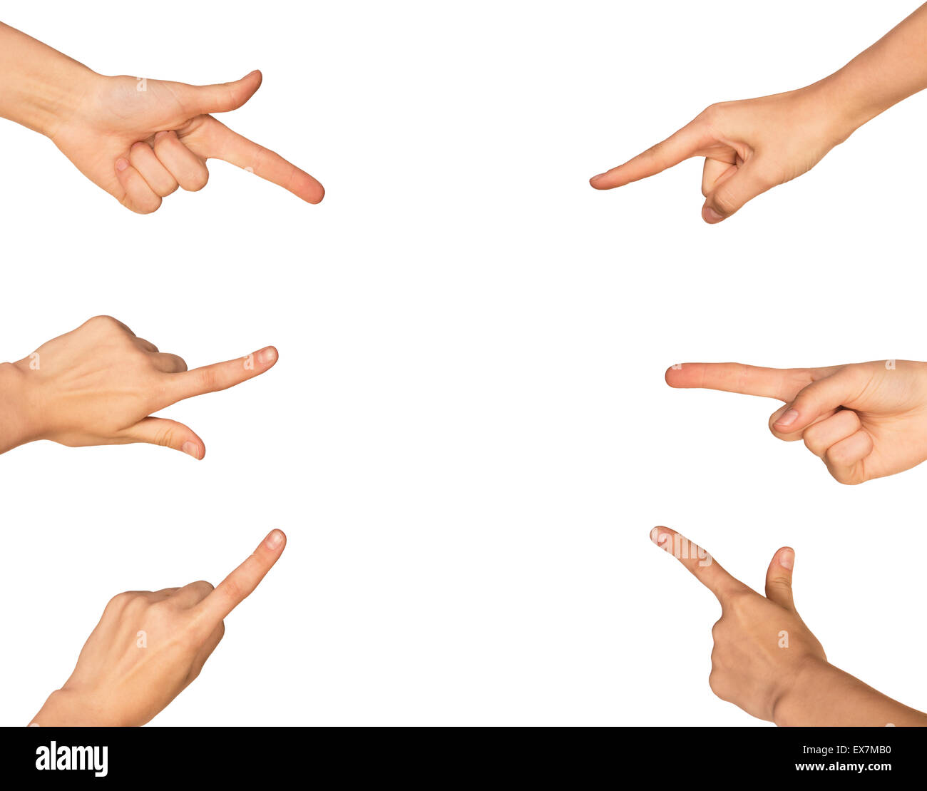 Several pointing hands Stock Photo - Alamy