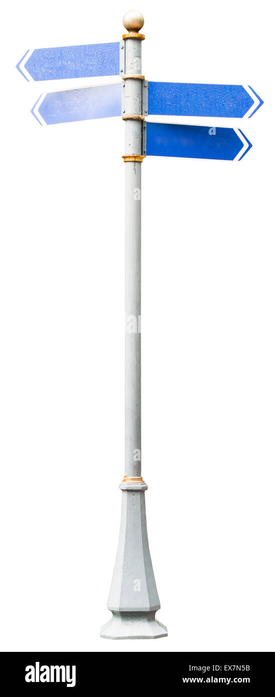 Blue signpost on isolated white background Stock Photo - Alamy