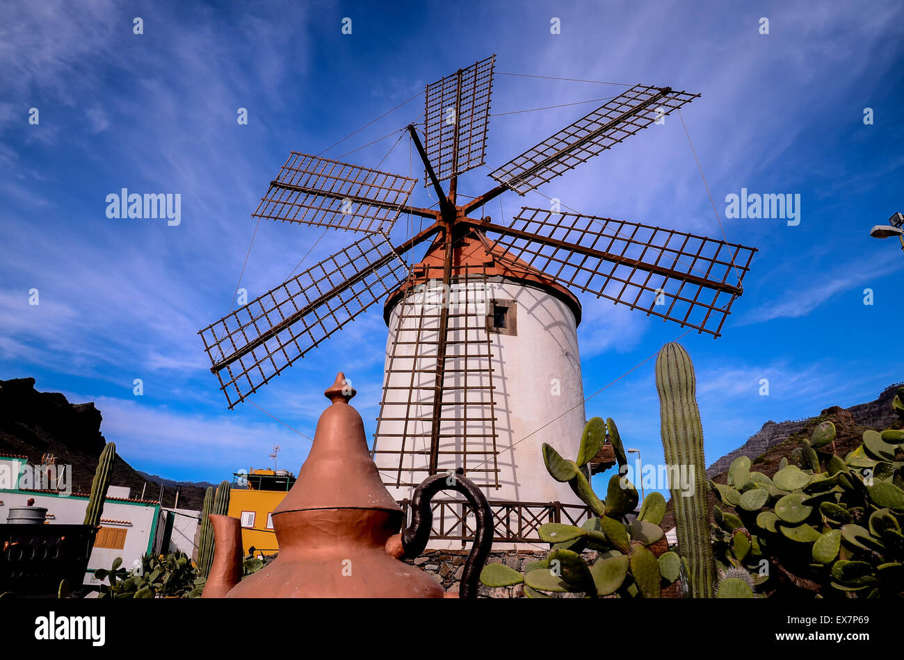 Vintage Wind Mill Stock Photo - Alamy