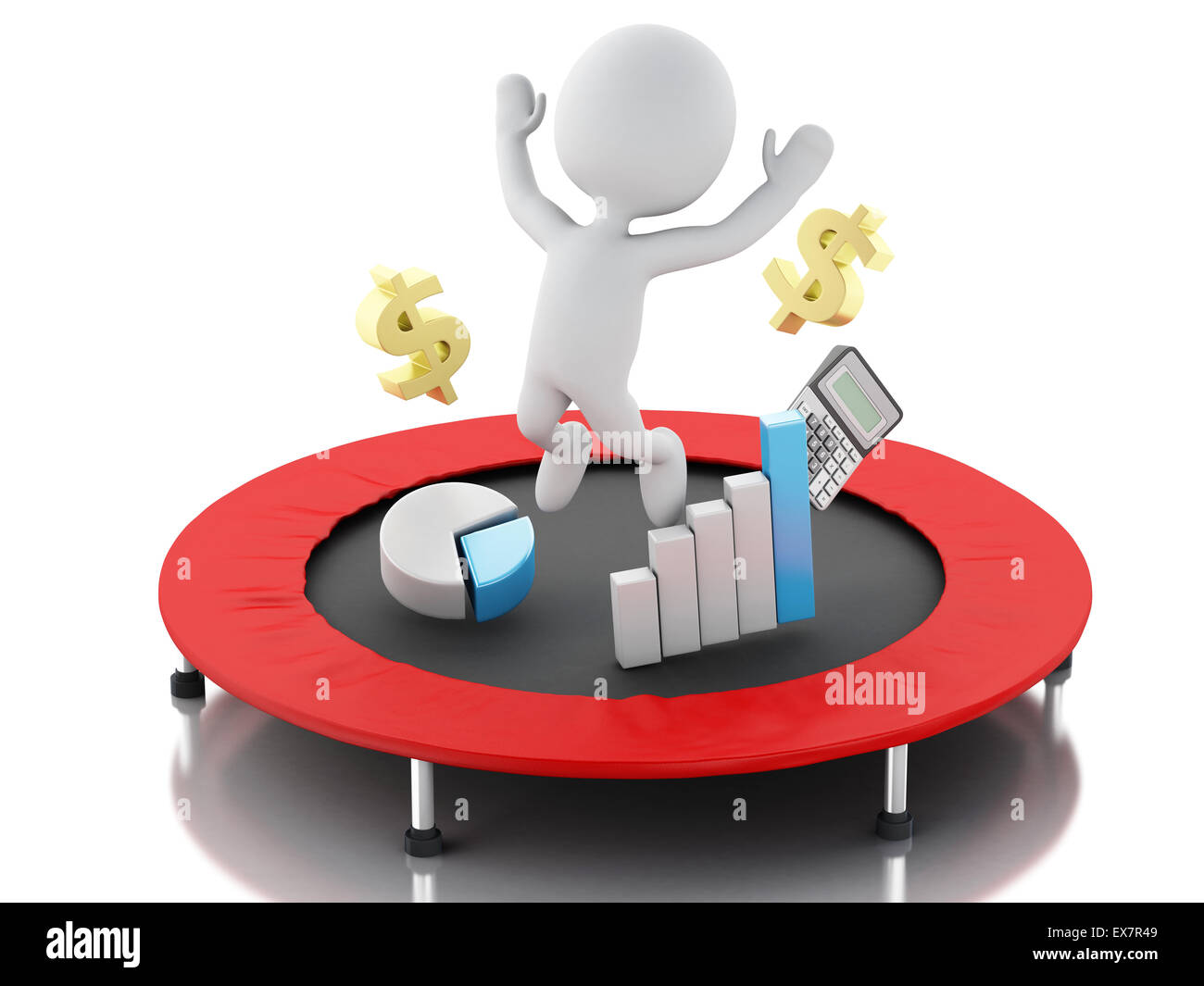 3d renderer image. White people, happy jumping for the success in ...