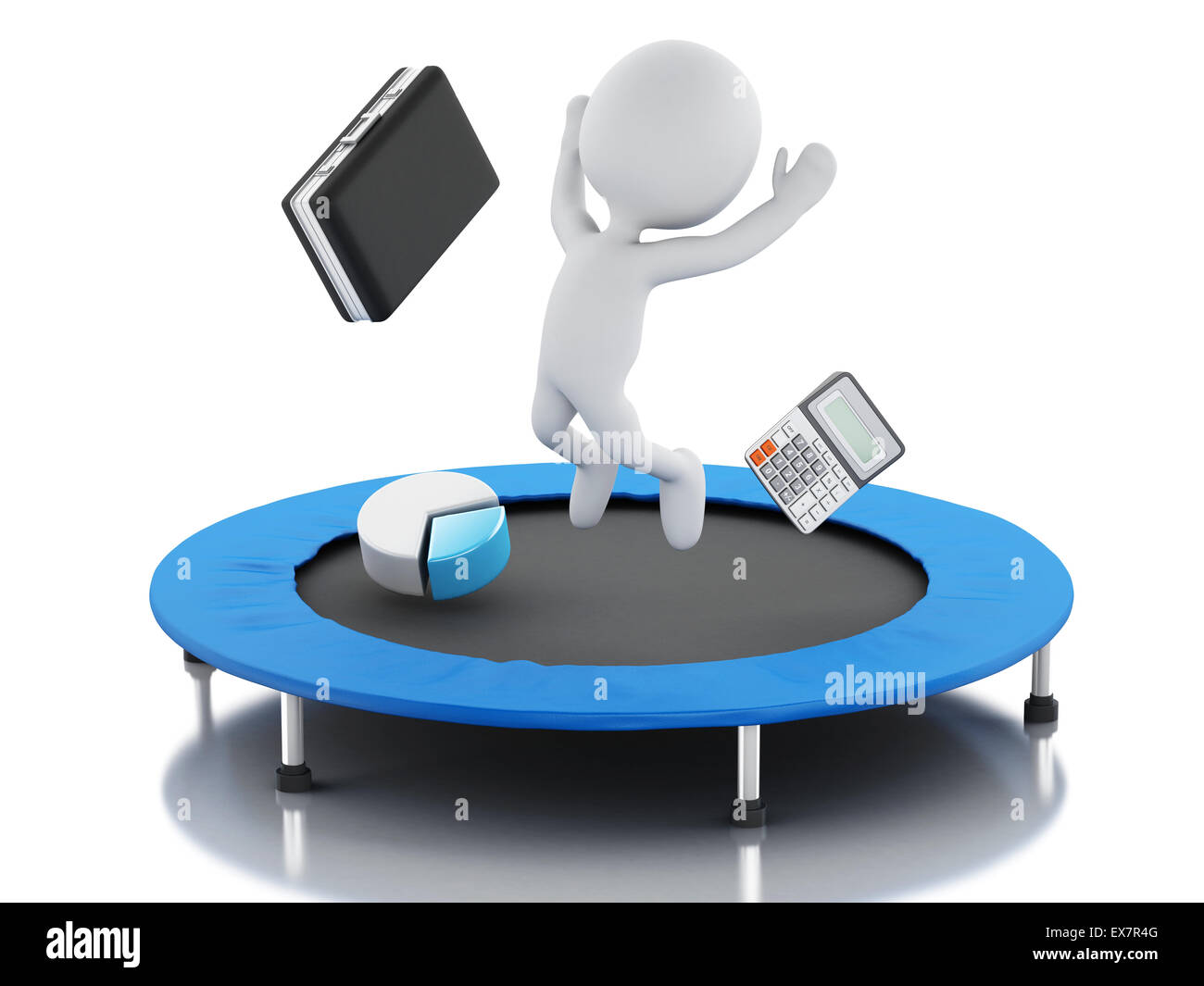 3d renderer image. White people, happy jumping for the success in ...