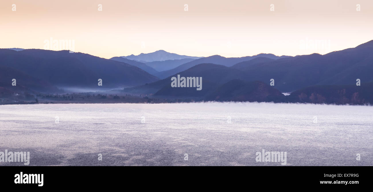 Bright sunrise on the lake over Stock Photo - Alamy