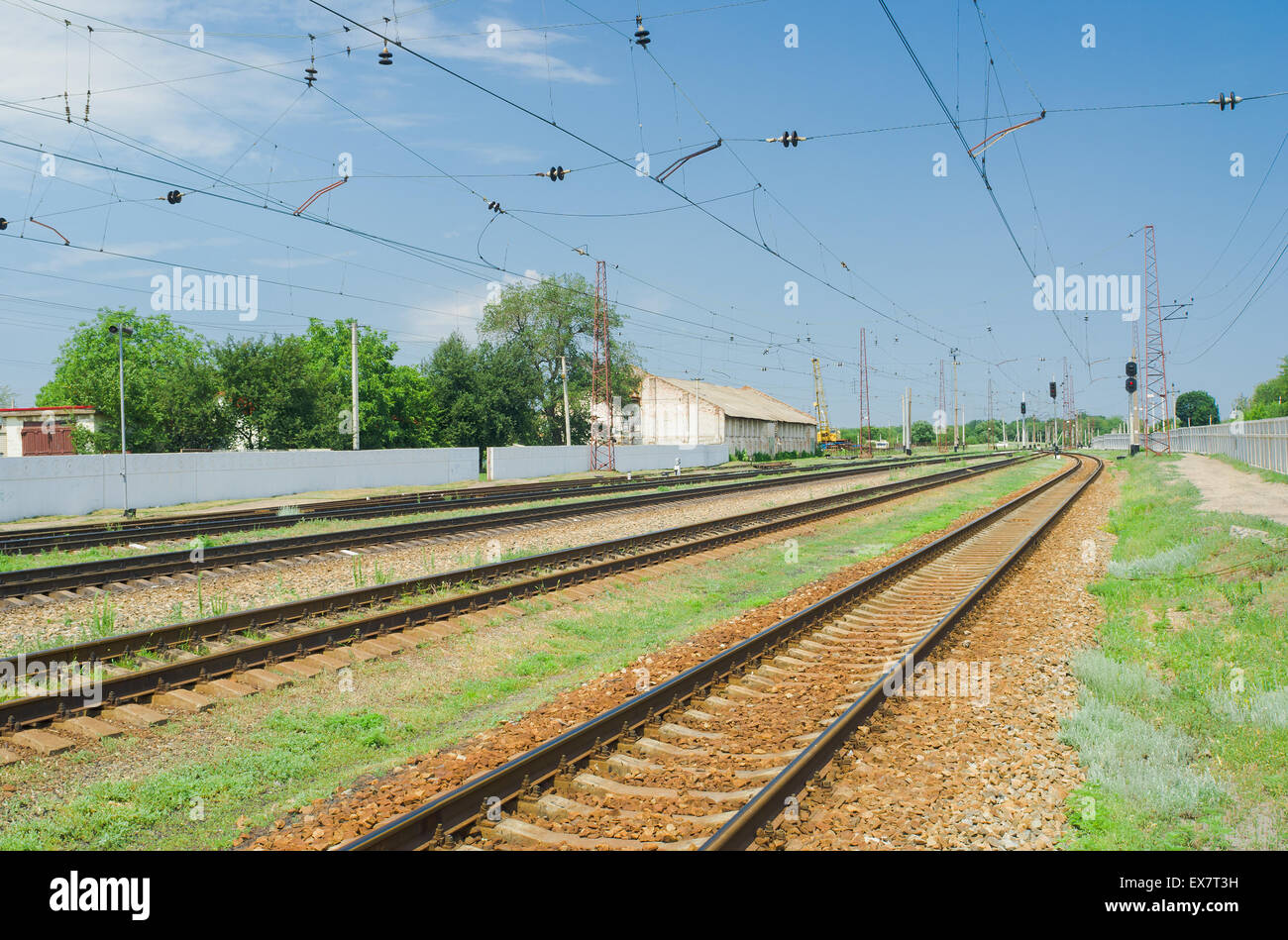 Ukrainian railroad landscape at summer season Stock Photo - Alamy