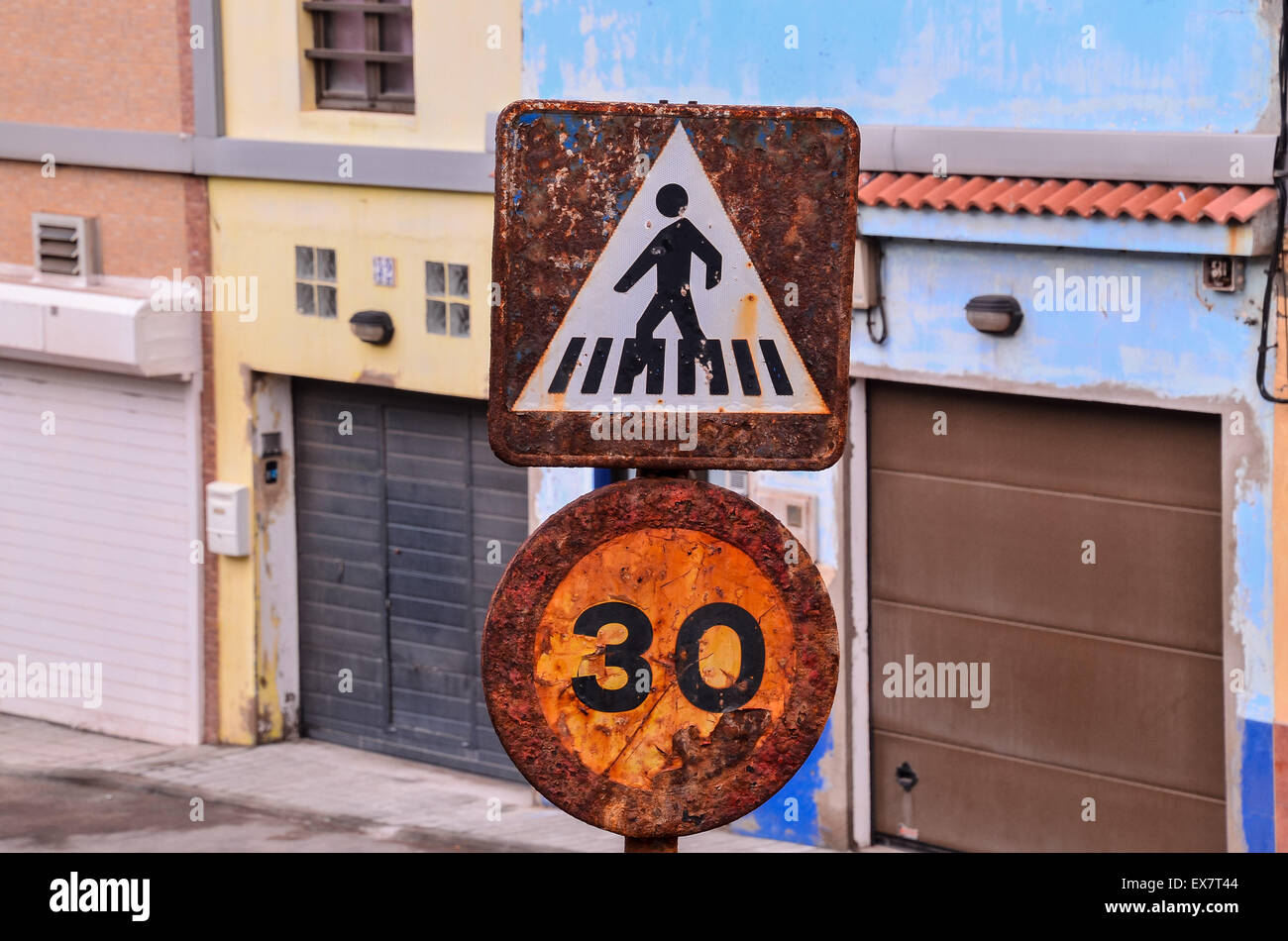 Vintage Old Rusty Road Sign Stock Photo - Alamy