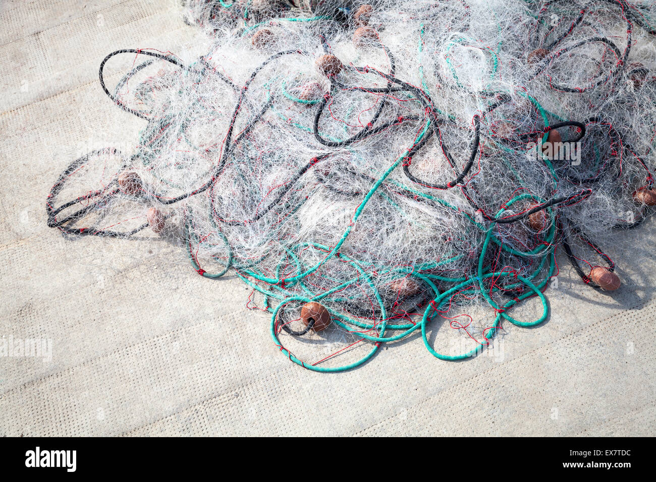 Fishing nets drying on dock hi-res stock photography and images - Alamy