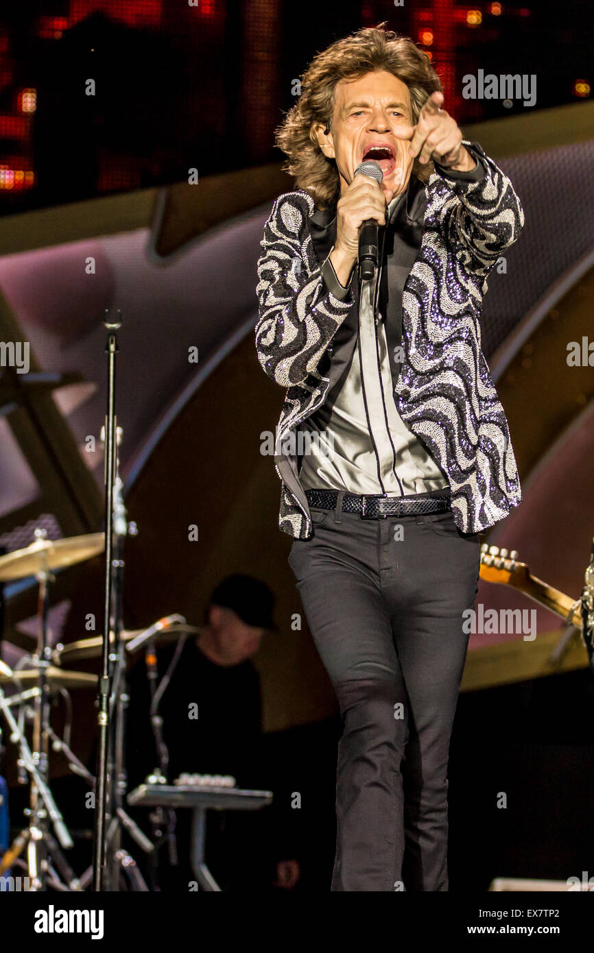 Detroit, Michigan, USA. 8th July, 2015. MICK JAGGER of THE ROLLING ...