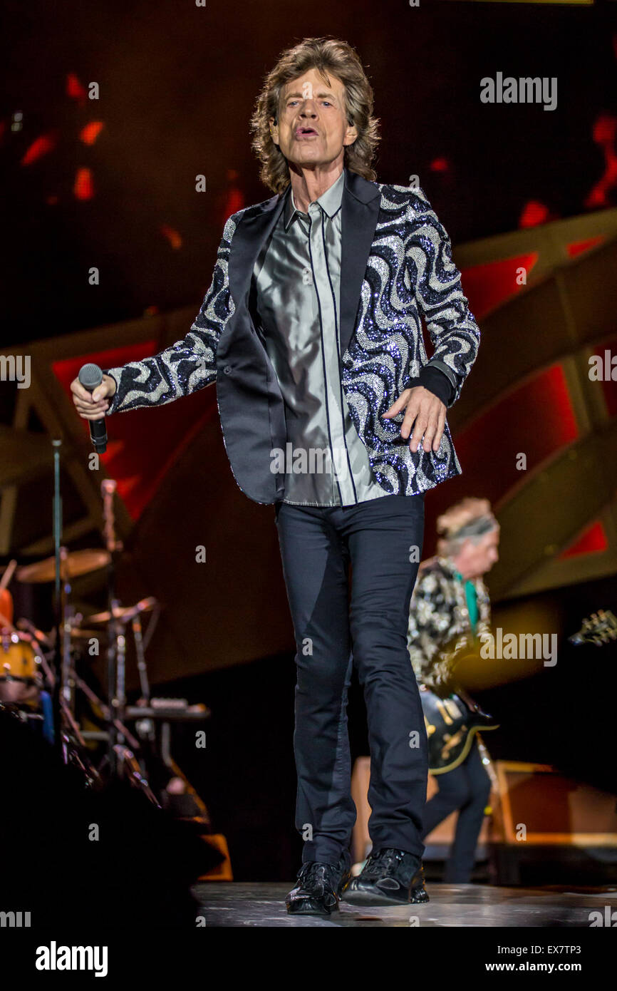 Detroit, Michigan, USA. 8th July, 2015. MICK JAGGER of THE ROLLING ...