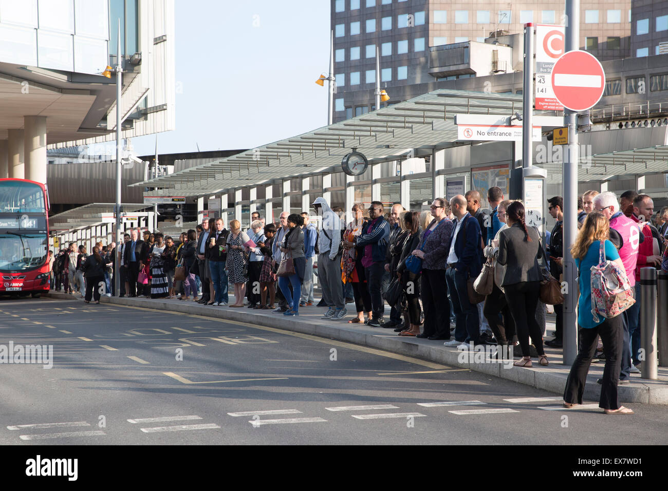 London, UK. 09th July, 2015. Queues at London Bridge as Tube staff have ...