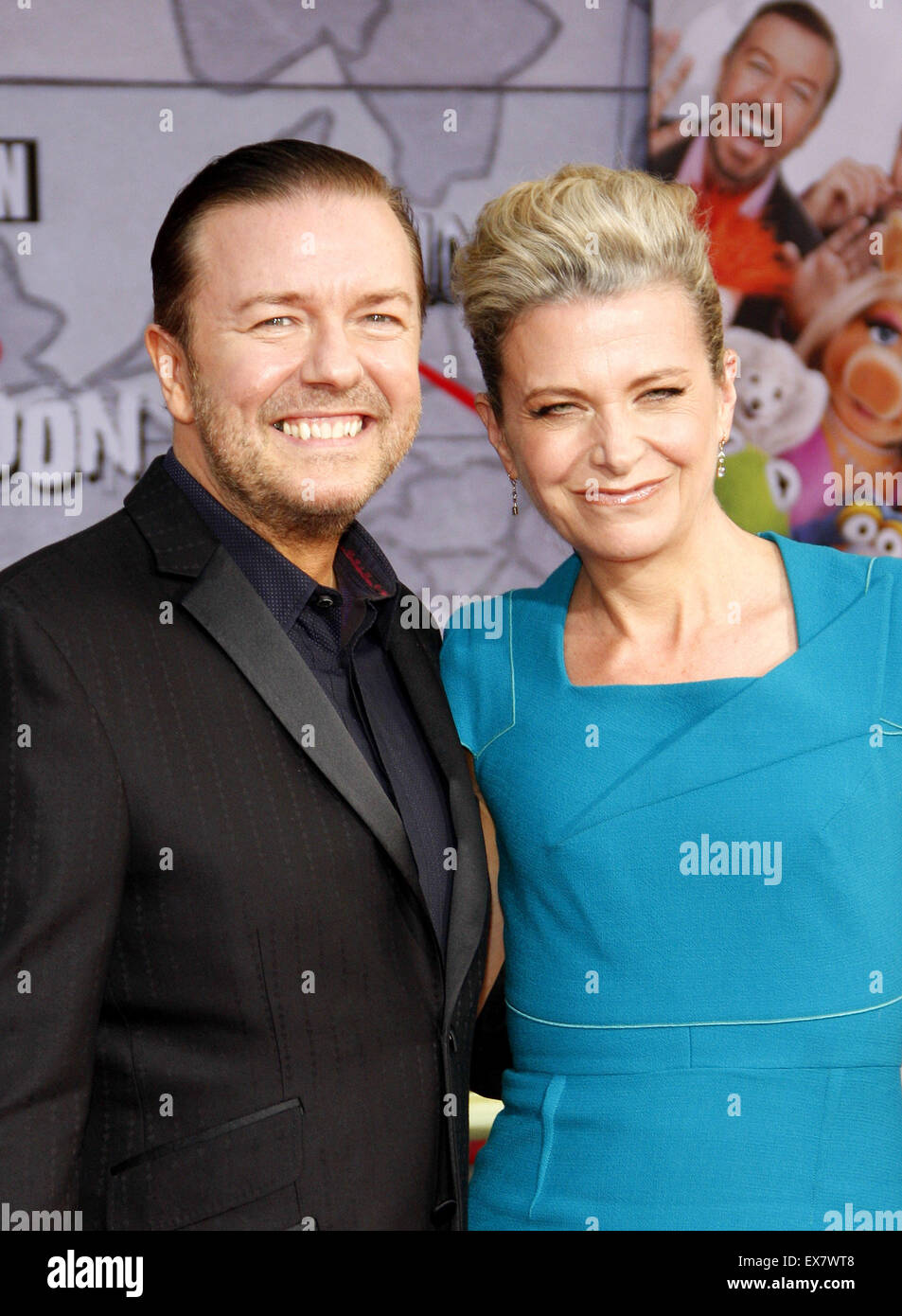 Ricky Gervais and Jane Fallon at the Los Angeles premiere of "Muppets ...