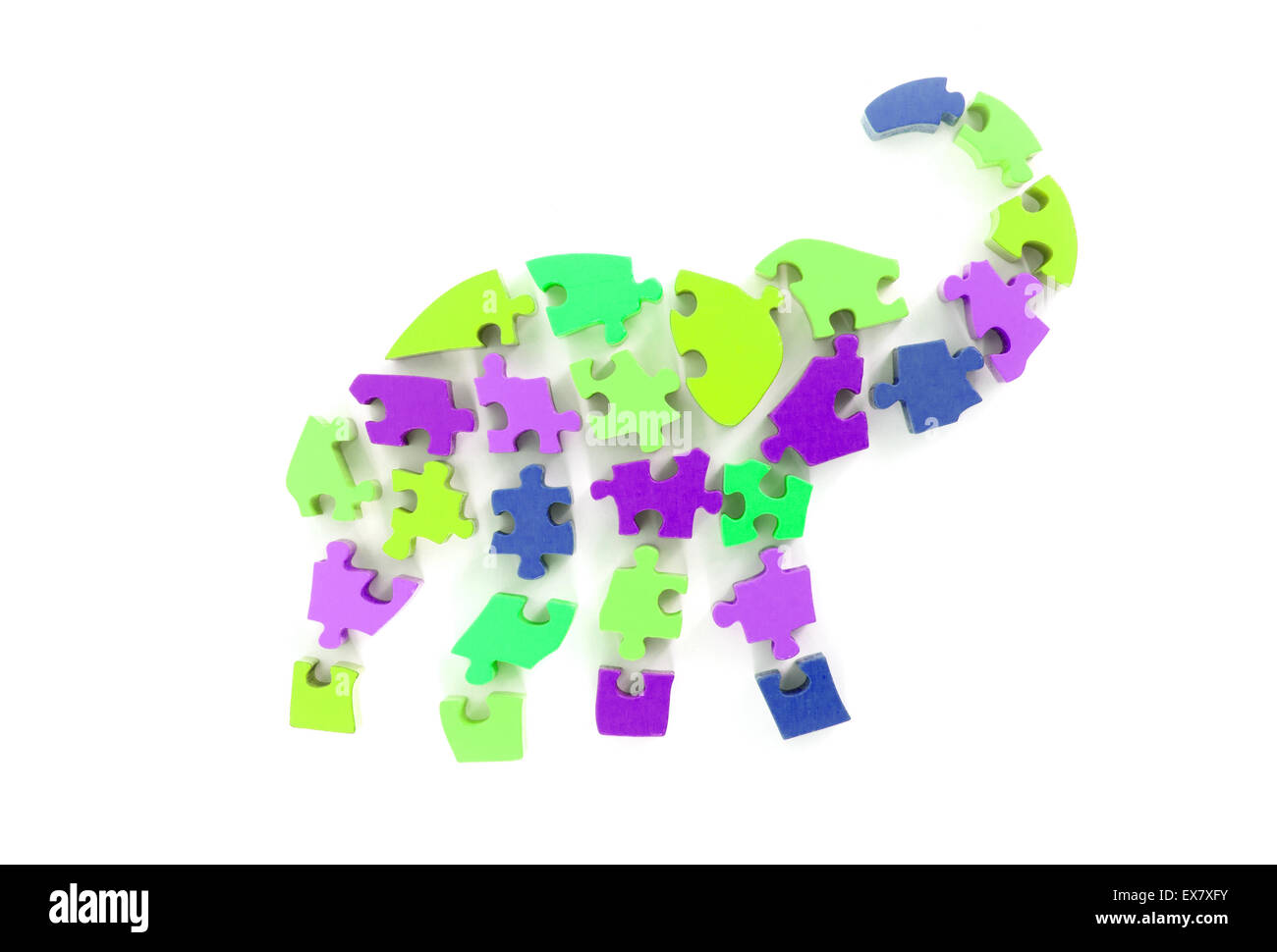 Colorful puzzle pieces in elephant shape - isolated over white Stock ...