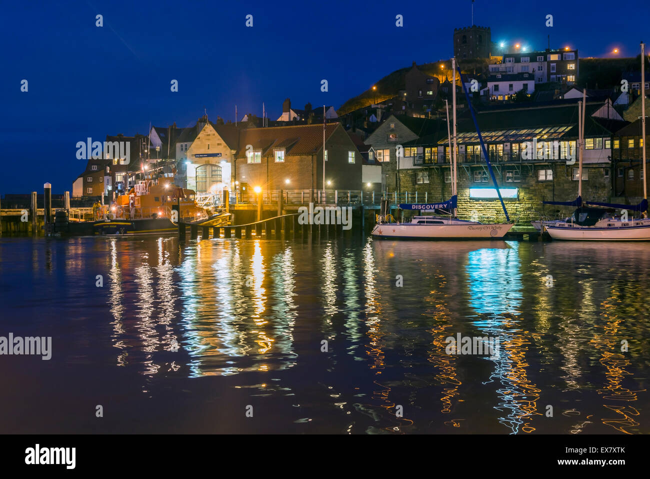 Whitby harbour night lights hi-res stock photography and images - Alamy