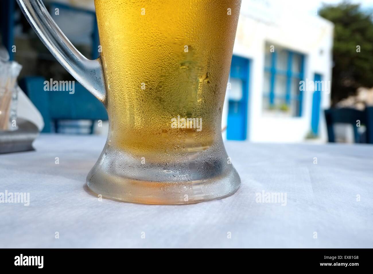 A cold pint of Mythos beer Santorini Greece Stock Photo - Alamy