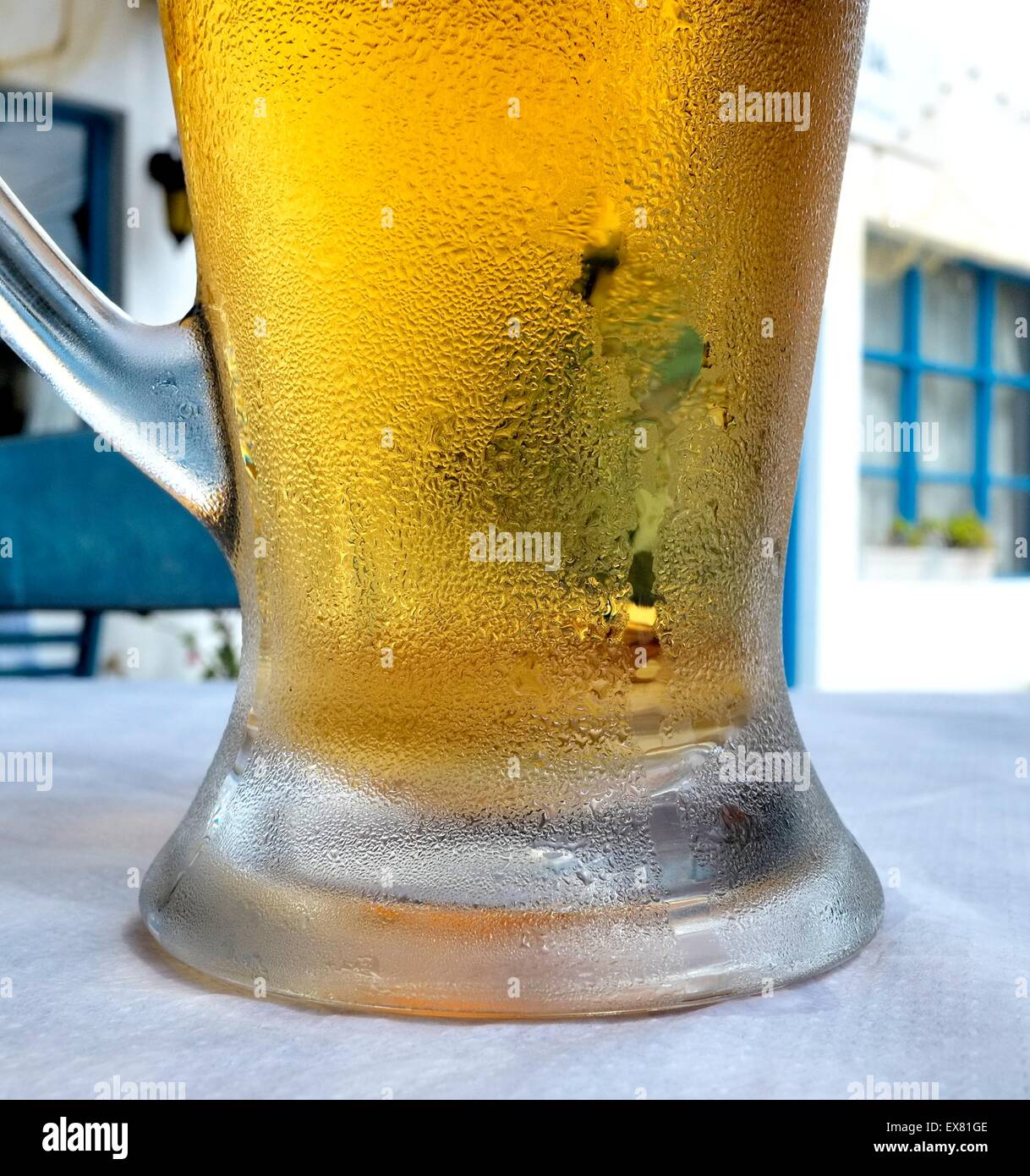 A cold pint of Mythos beer Santorini Greece Stock Photo - Alamy