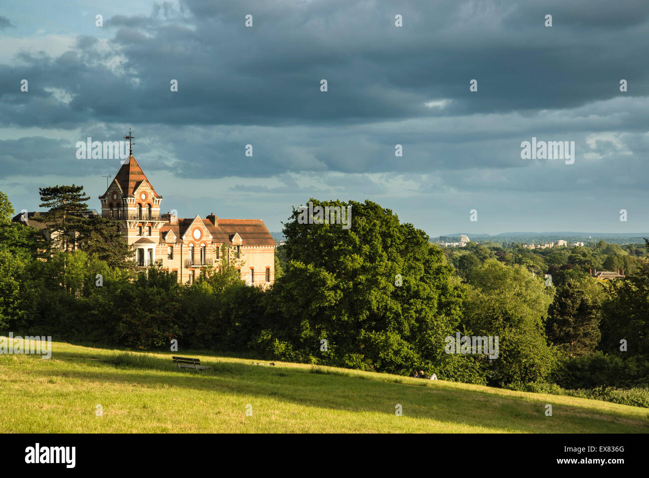 Petersham Hotel on Richmond Hill in London during Summer sunset Stock ...