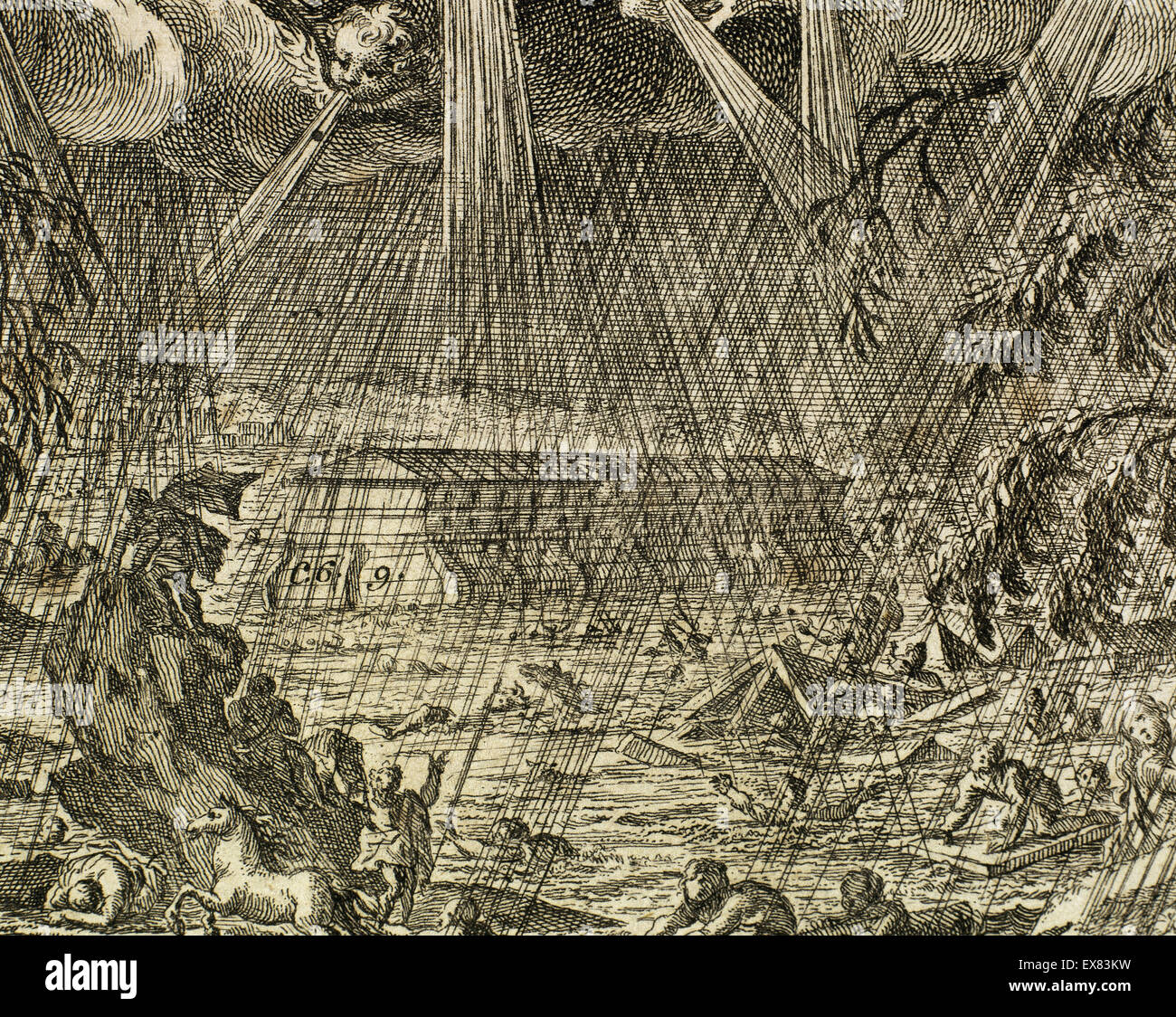 The Deluge. Noah's Ark. Book of Genesis. Chapters 6-9. Engraving Stock ...
