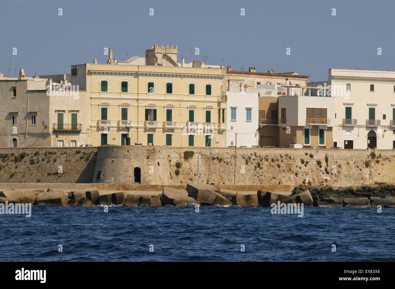 Italy, region Apulia, Gallipoli, the ancient town and the walls seen ...