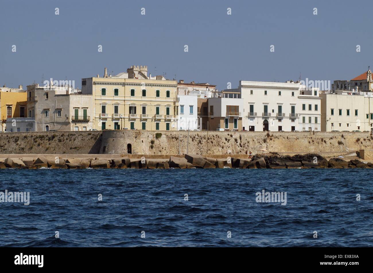 Italy, region Apulia, Gallipoli, the ancient town and the walls seen ...