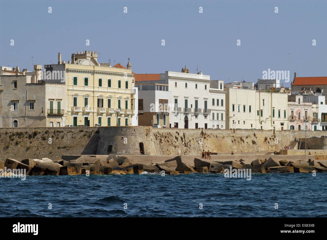 Italy, region Apulia, Gallipoli, the ancient town and the walls seen ...