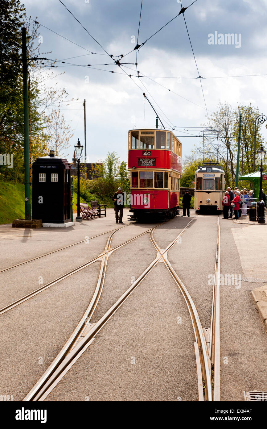 A London tram from 1912 at the Townend terminus of the National Tramway ...