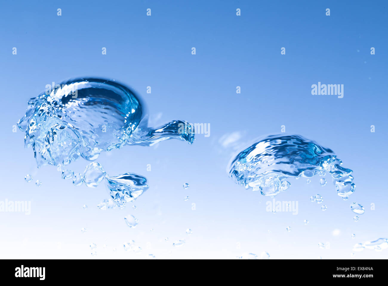 macro of big water bubble on clear water for background or backdrop ...