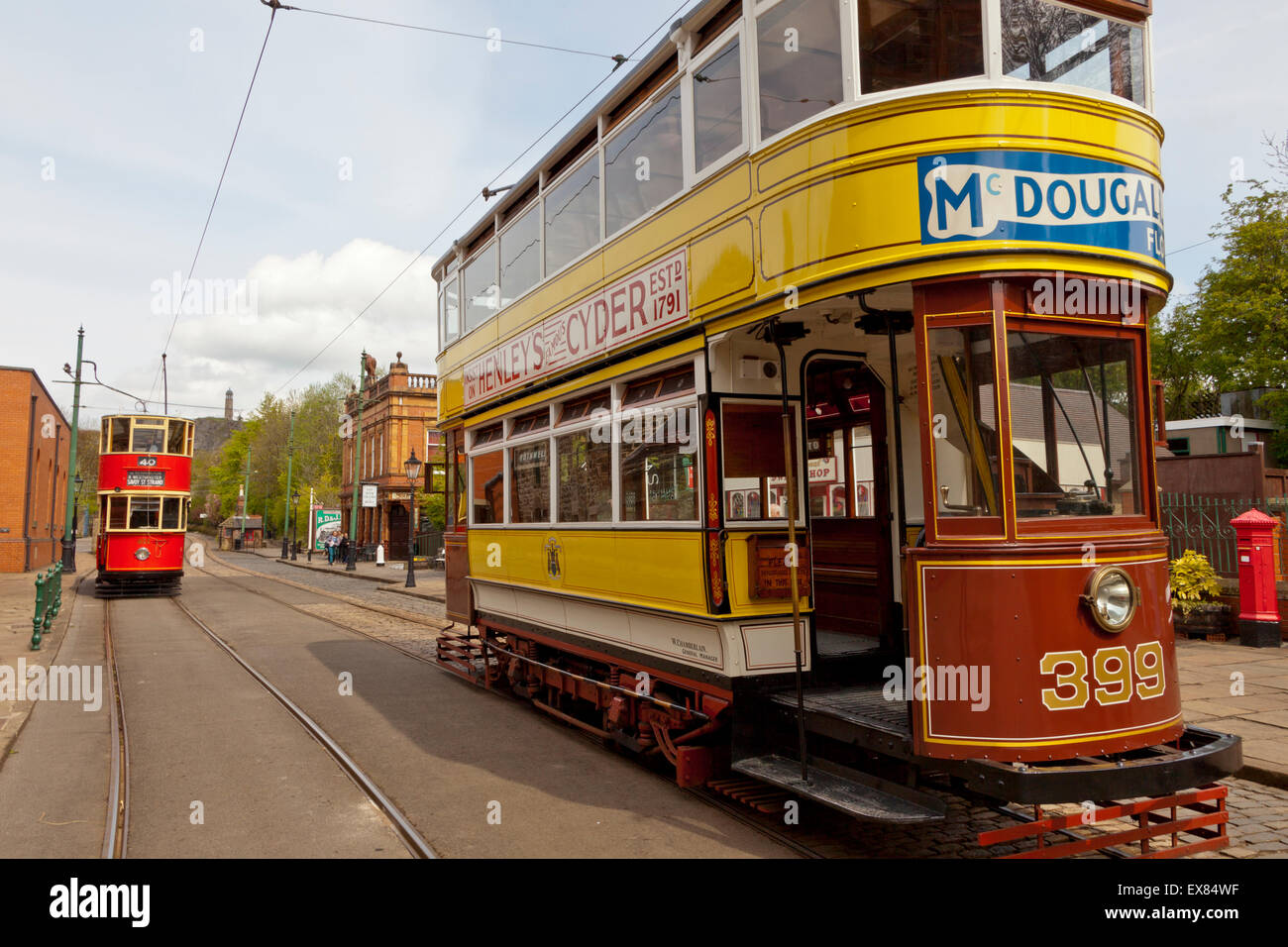 A Leeds tram from 1926 at Townend at the National Tramway Museum, Crich ...