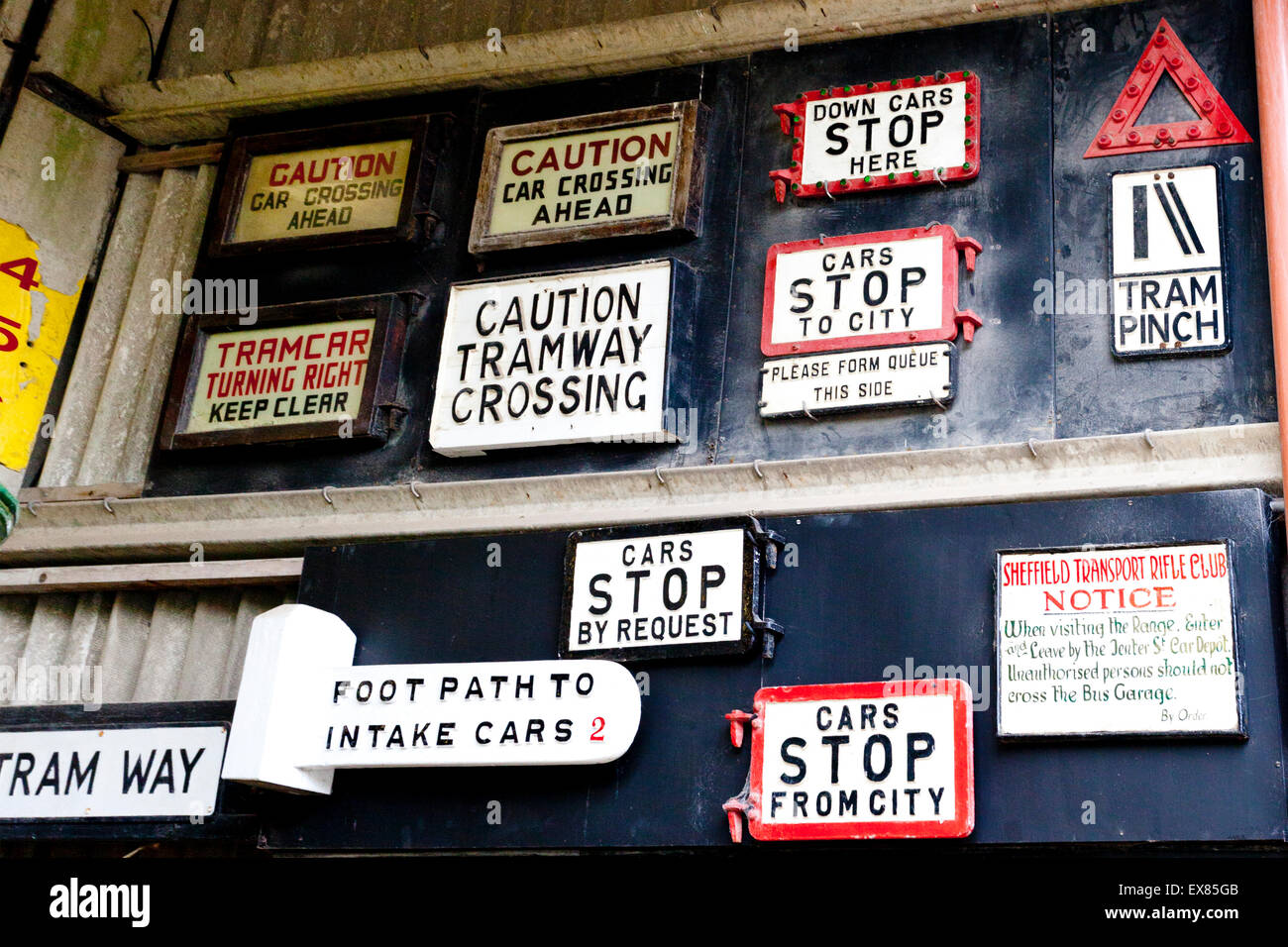 A selection of road signs seen in towns and cities with a tram service ...