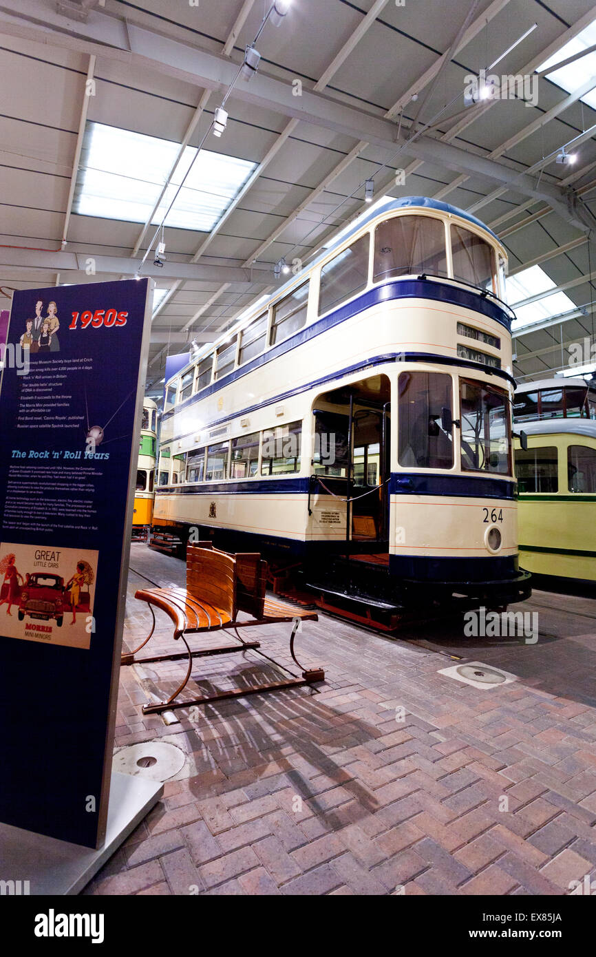 A former Sheffield tram from 1937 inside the Exhibition Hall at the ...
