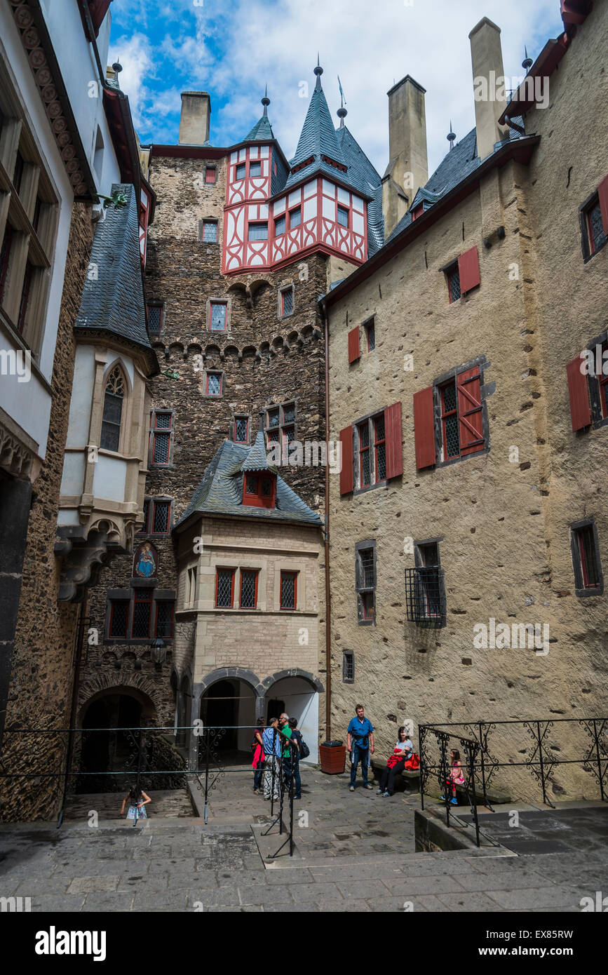 Courtyard of Eltz Castle, Wierschem, Rhineland-Palatinate, Germany ...