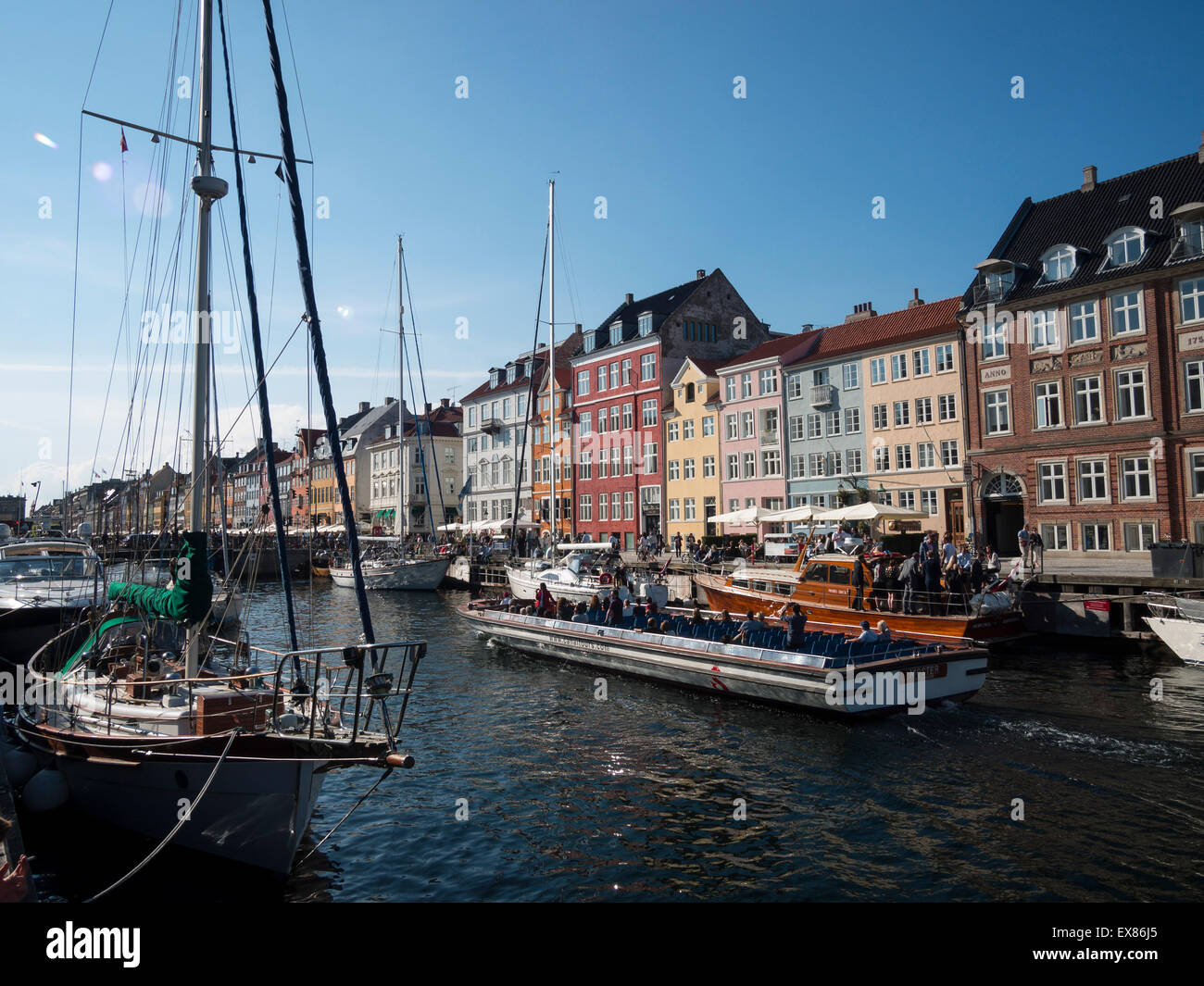Yachts and traditional boats in the Nyhavn harbour area,Copenhagen ...