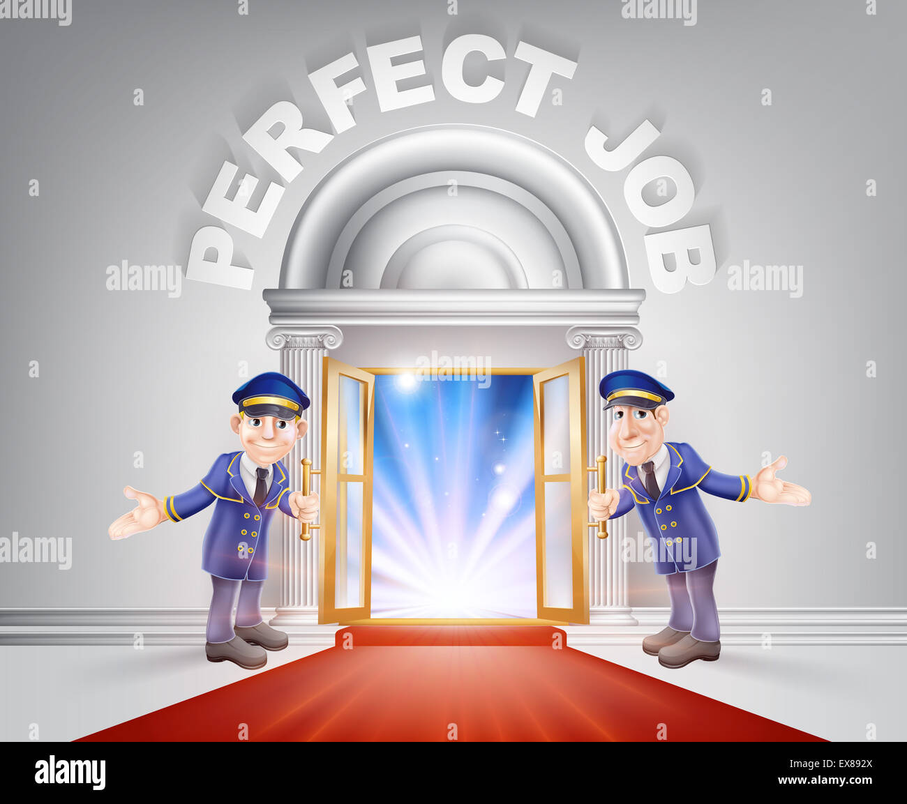 Perfect Job Door concept of a doormen holding open a red carpet ...