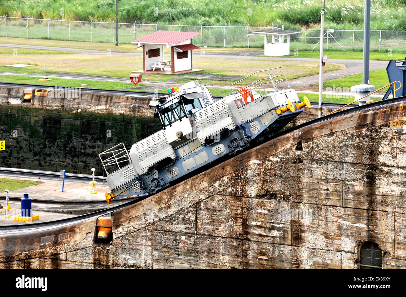mule train, Panama canal, Miraflores locks ,Panama Stock Photo - Alamy