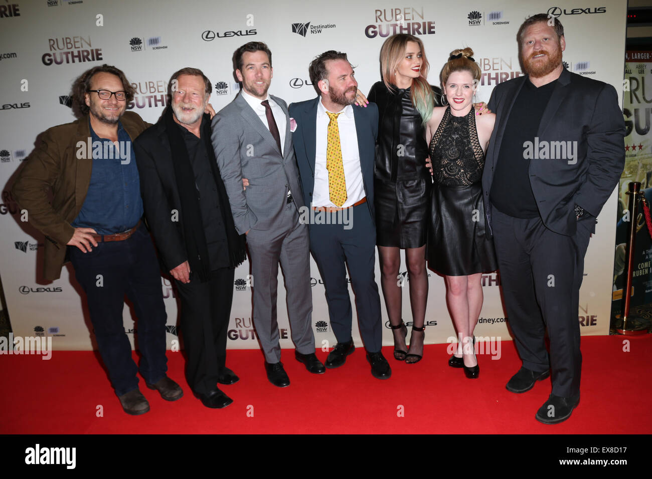 Sydney, Australia. 9 July 2015. ‘Ruben Guthrie’ cast and crew, L-R ...