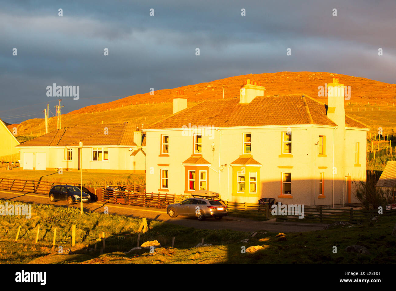 A row of houses in Leverburgh, Isle of Harris, Outer Hebrides, Scotland ...