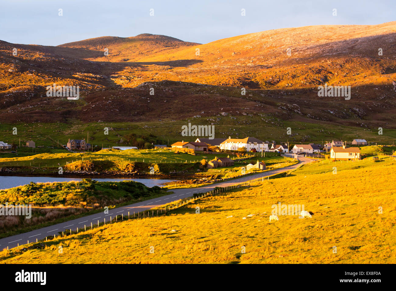 A row of houses in Leverburgh, Isle of Harris, Outer Hebrides, Scotland ...