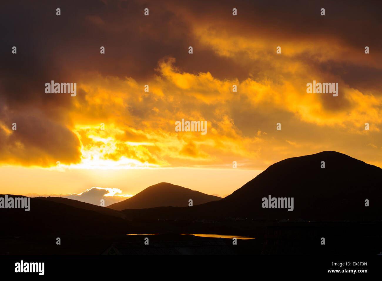 Sunset from Leverburgh on the Isle of Harris, Scotland, UK Stock Photo ...