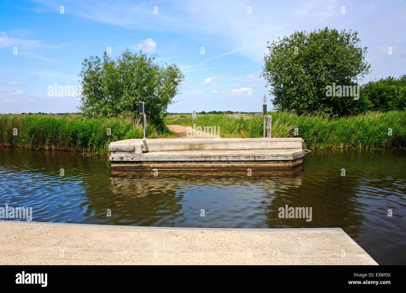 A view of the docking ports for the swing bridge on the River Thurne at ...